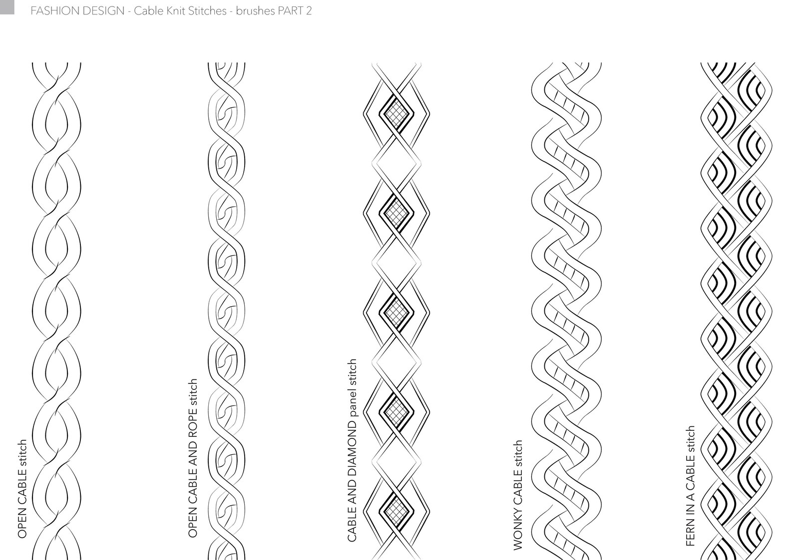 Cable Knit Stitches PART 2 Library for Adobe Illustrator - Etsy