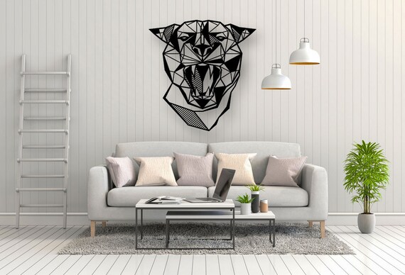 Geometric Puma Head laser cut wall art sticker engraving decal ...
