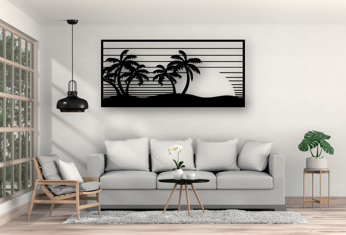 Sunset Beach Laser Cut Svg Dxf Files Wall Sticker Engraving Etsy
