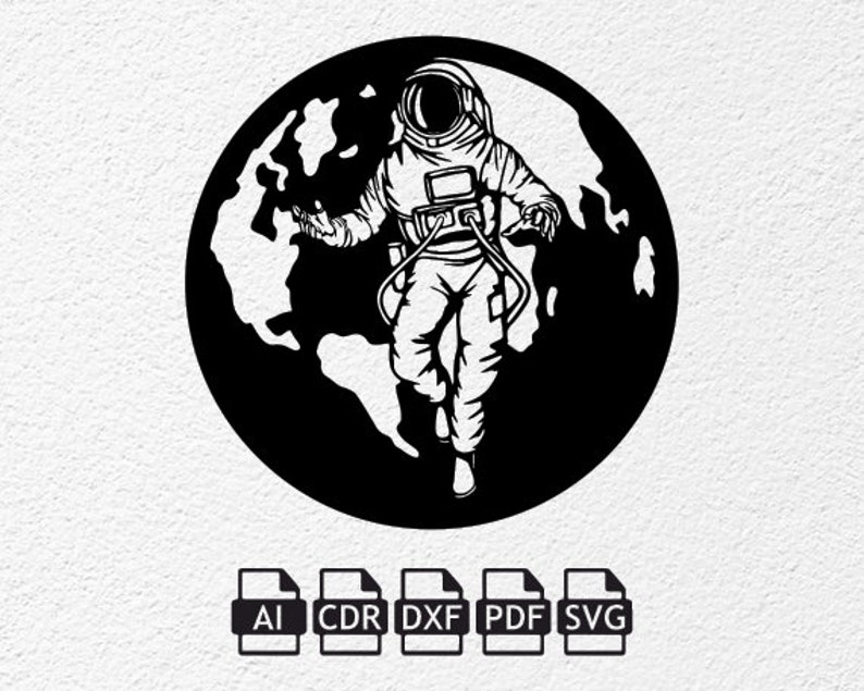 Astronaut Design Laser Cut Svg Dxf Files Wall Sticker Etsy