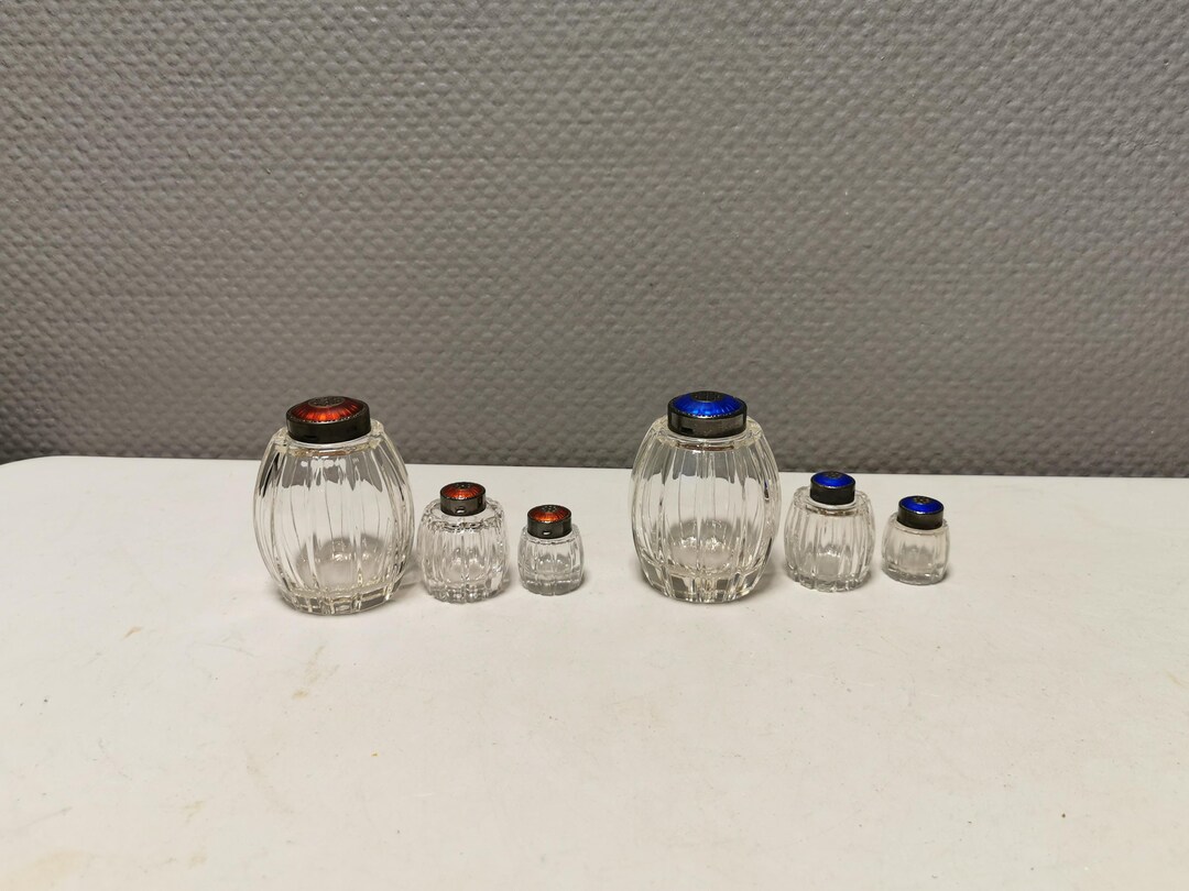 Vintage Meka Denmark Sterling Silver Enamel Glass Shakers, 1970s - Etsy