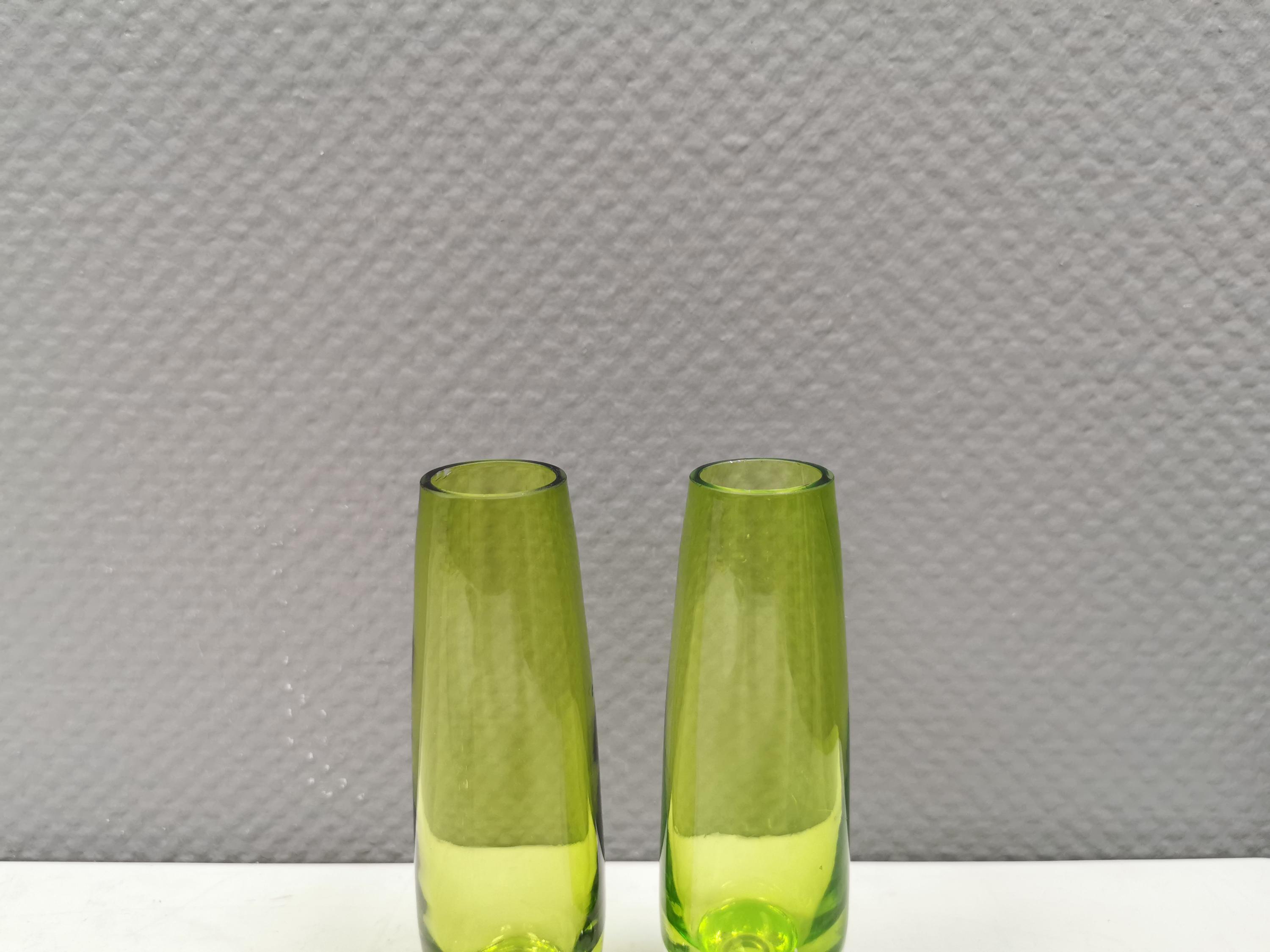 Two Incredibly Beautiful Torpedo Glass Vases in Light Green Colours ...
