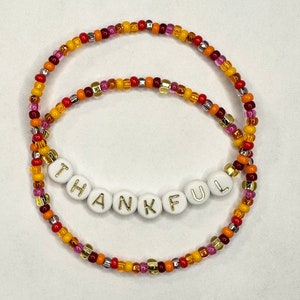 Thankful Bracelet Set Stackable Layering Thanksgiving Fall Autumn ...