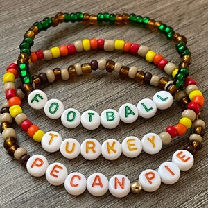 Thanksgiving Bracelet Stack Beaded Stretch Fall Autumn Turkey Day Theme ...