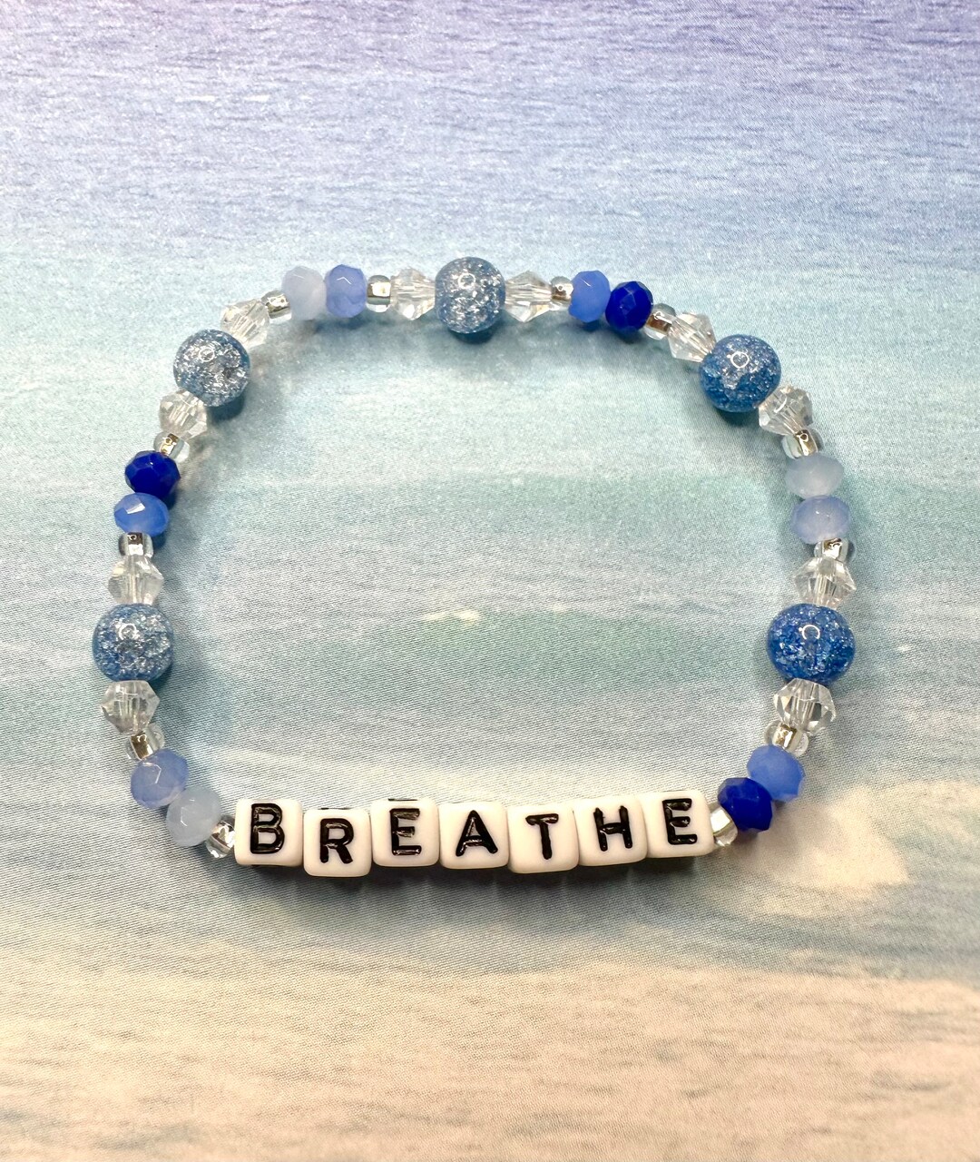 Breathe Bracelet Small Word Letter Cube Quote Saying Jewelry Stackable ...