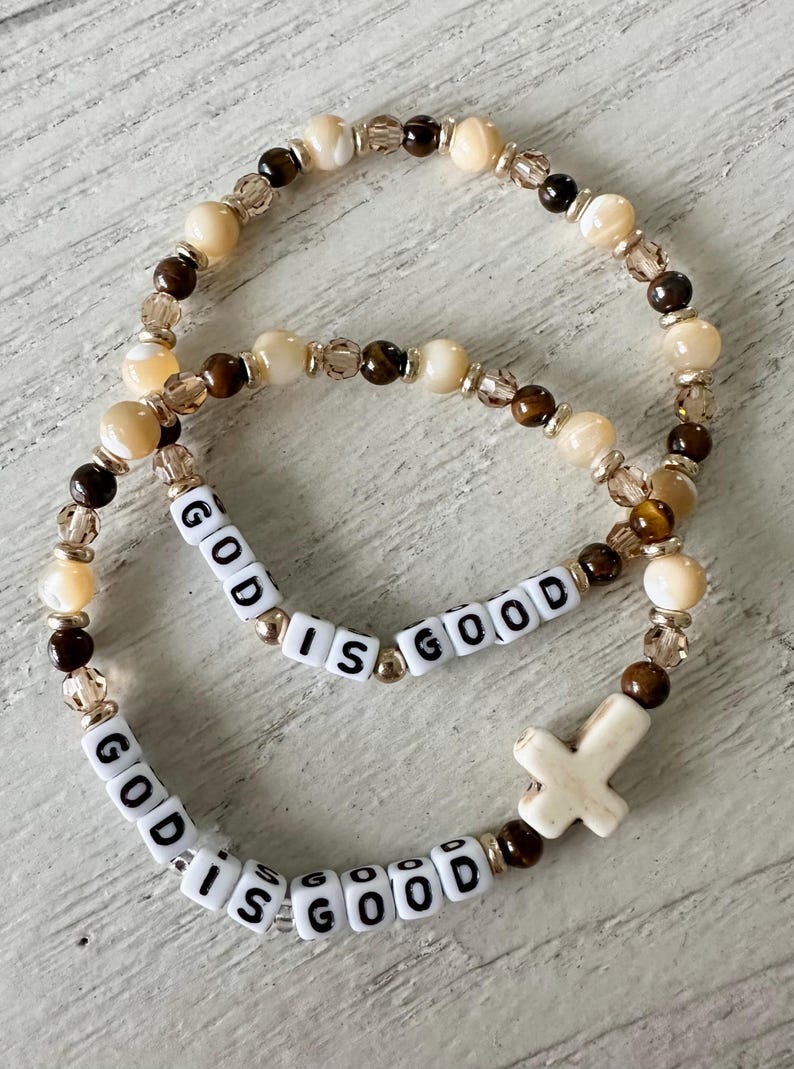 God is Good Bracelet Cross Religious Faith Believer Word Customized ...