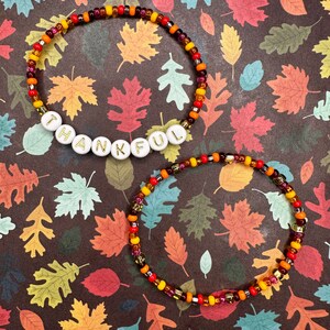 Thankful Bracelet Set Stackable Layering Thanksgiving Fall Autumn ...