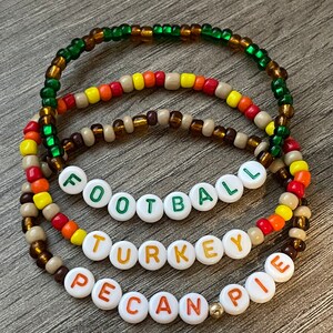 Thanksgiving Bracelet Stack Beaded Stretch Fall Autumn Turkey Day Theme ...