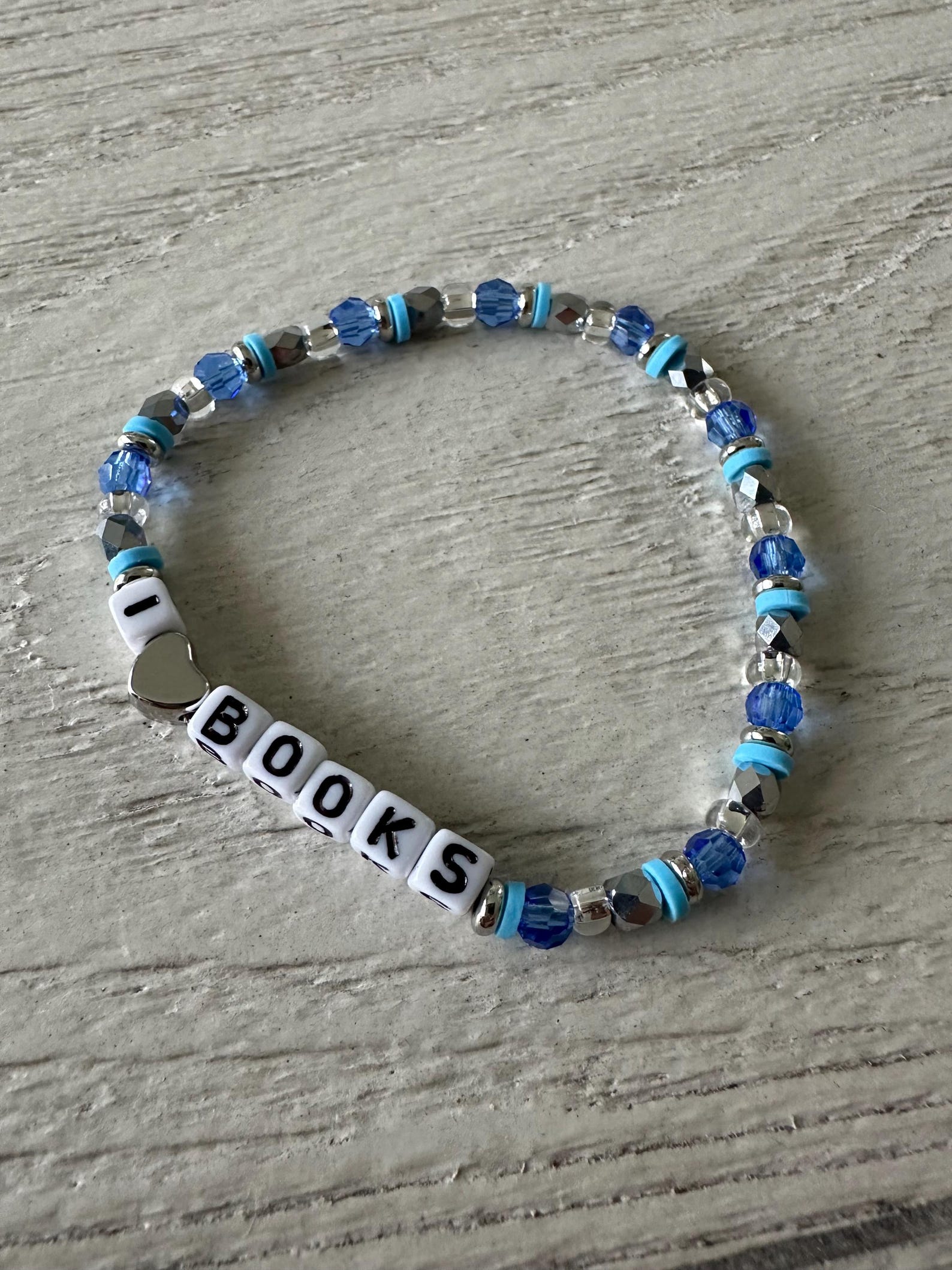 I Love Books Bracelets Block Letter Beaded Stretch Book Lover Reader ...