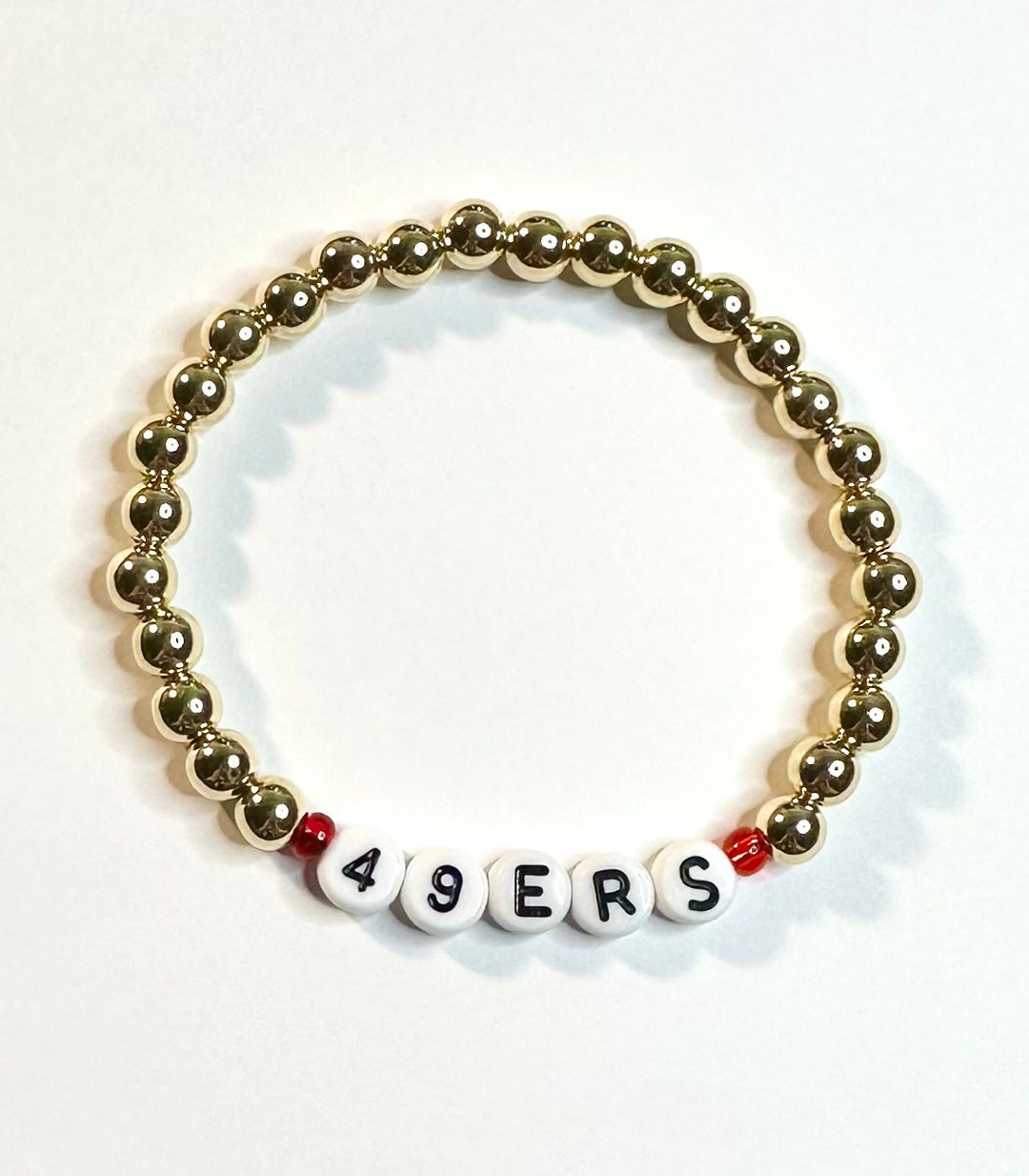 49ers Bracelet Football Team Gold Beaded Game Day Jewelry - Etsy