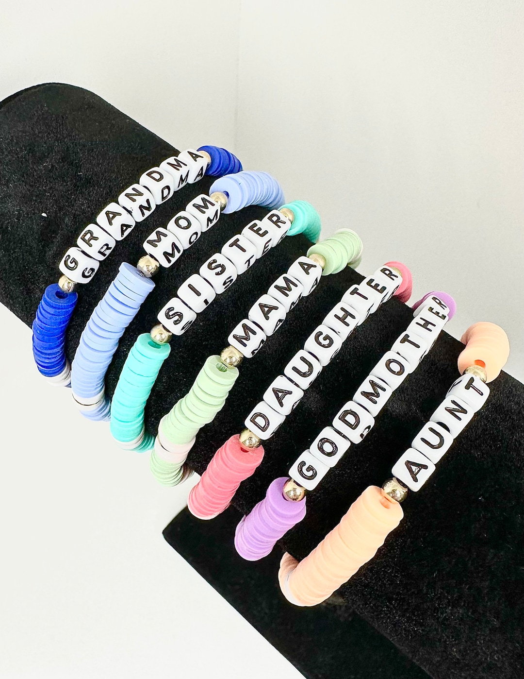 Customized Personalized Name Bracelets Heishi Clay Disc Jewelry Gift ...
