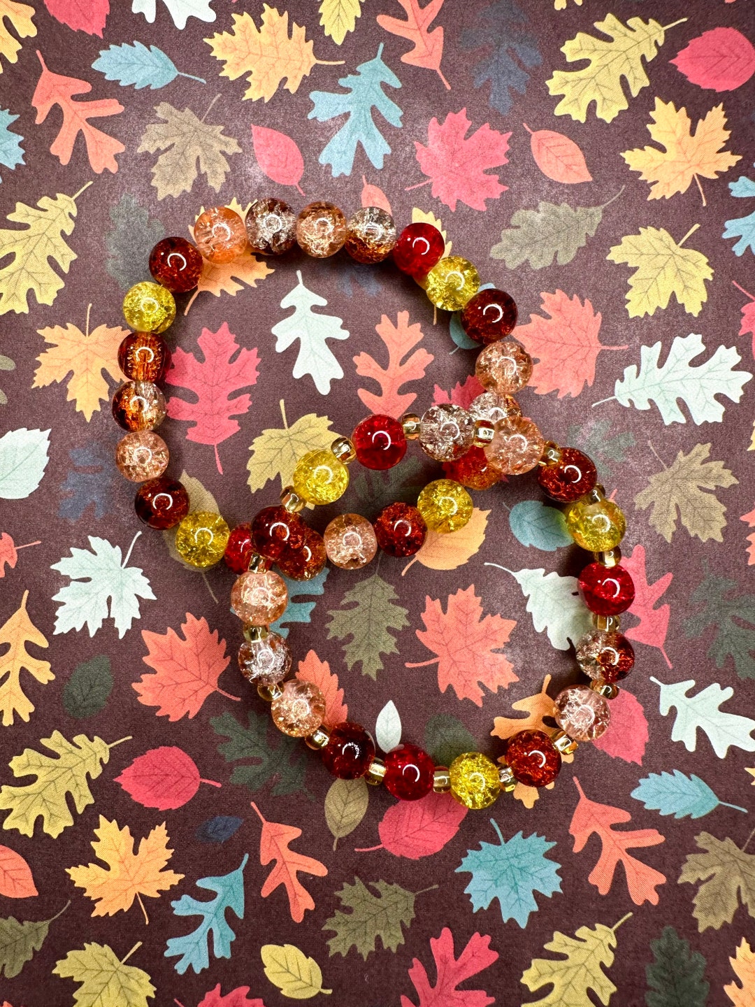 Glass Crackle Beaded Bracelets Thanksgiving Fall Autumn Colors Beaded ...