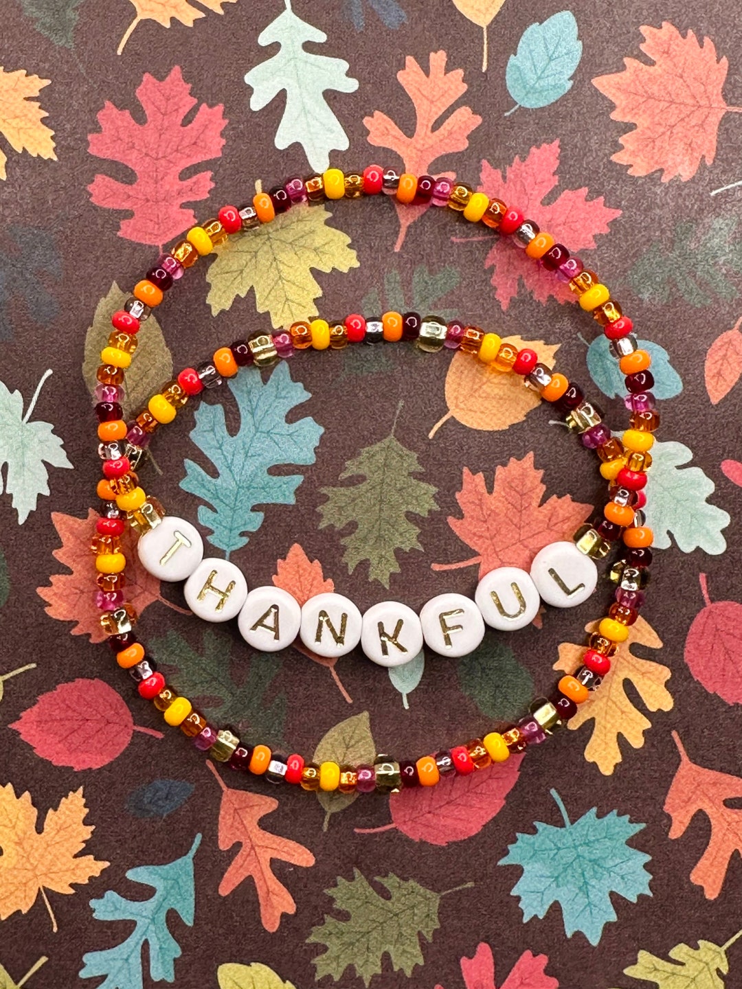 Thankful Bracelet Set Stackable Layering Thanksgiving Fall Autumn ...