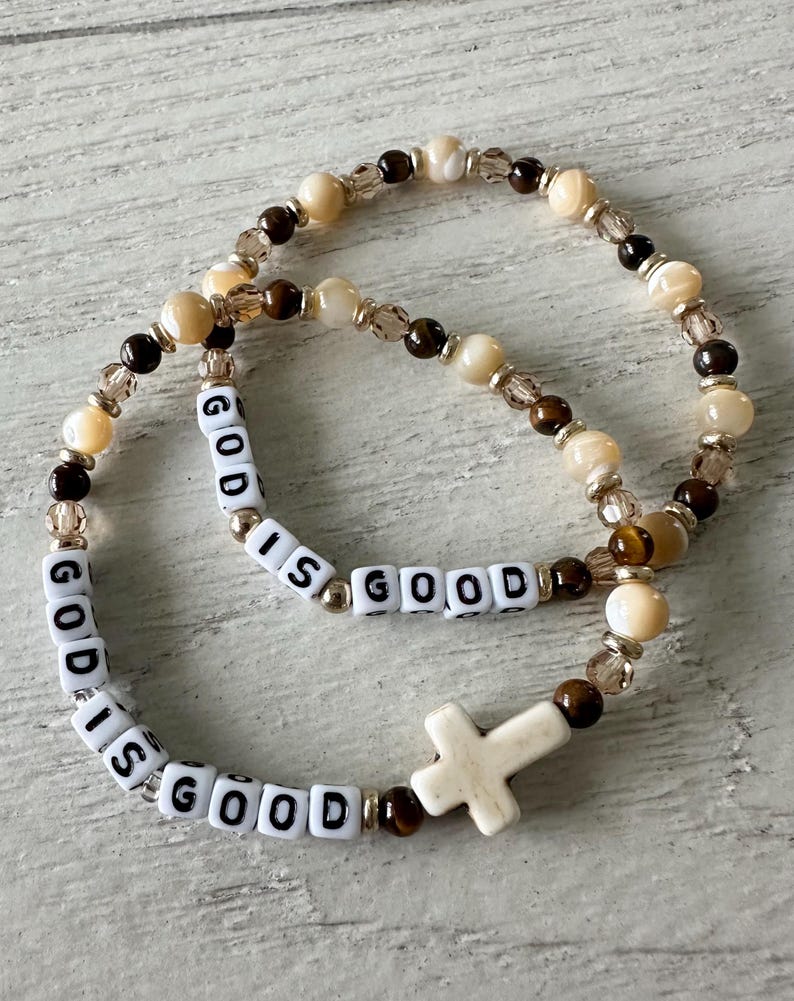 God is Good Bracelet Cross Religious Faith Believer Word Customized ...