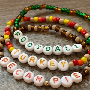Thanksgiving Bracelet Stack Beaded Stretch Fall Autumn Turkey Day Theme ...