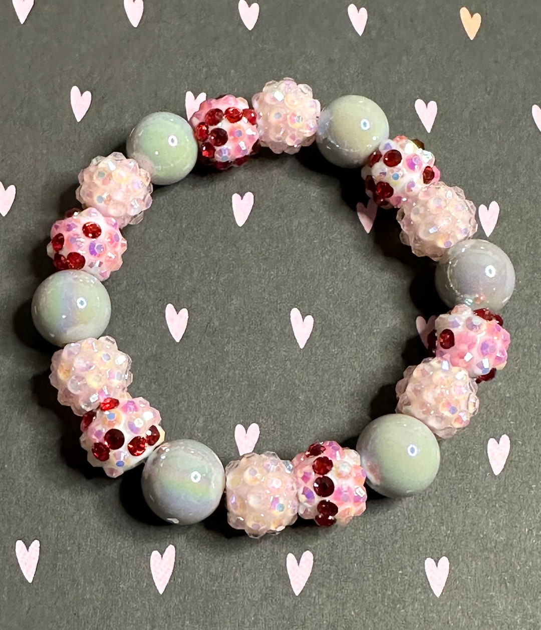 Valentines Day Pink Red Gray Sparkle Rhinestone Trend Bracelet ...