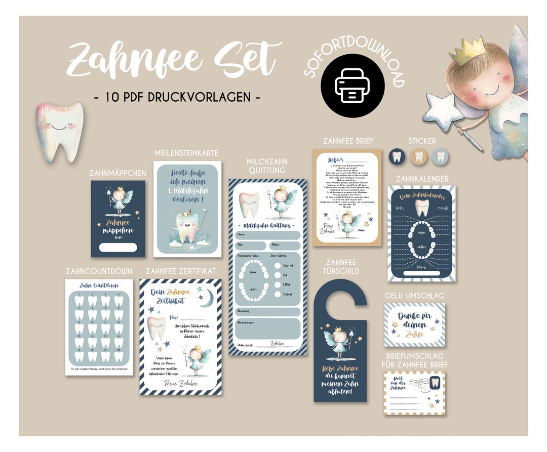 Tooth Fairy Set DIY Template Tooth Fairy Certificate Tooth Fairy Gift ...