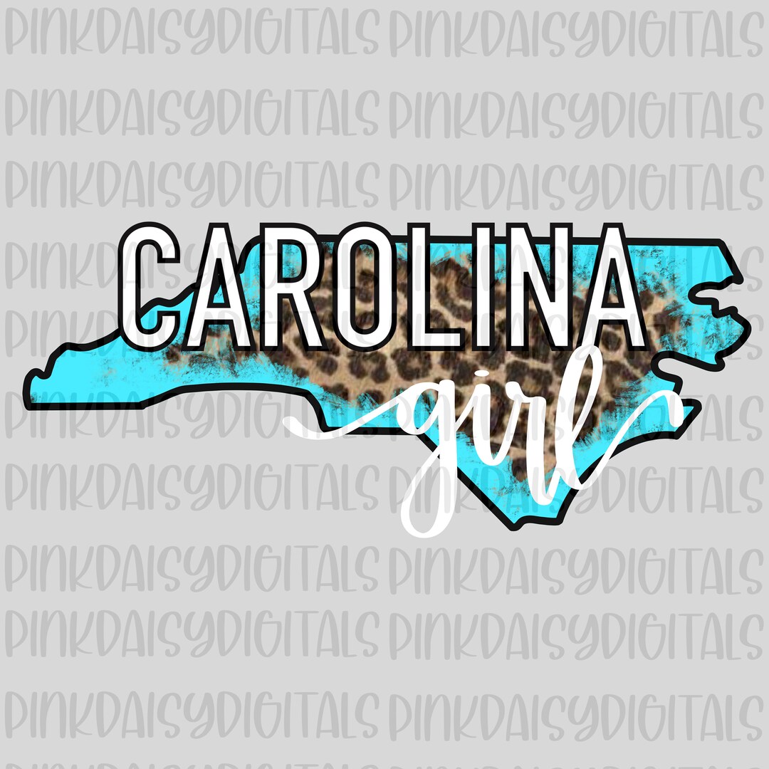 Teal and Cheetah Print CAROLINA GIRL Sublimation PNG Image High Quality ...