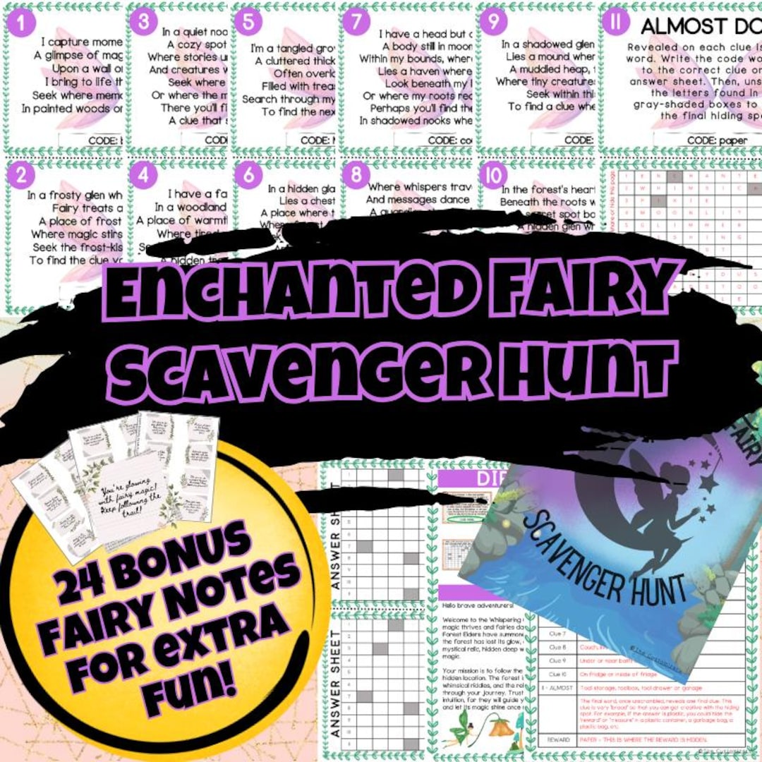 Printable Fairy-themed Scavenger Hunt for Kids – Magical Fairy Treasure ...