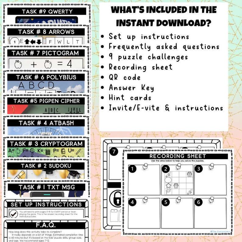 Kids Escape Room Printable Graduation Party Game Family Game Night Fun ...