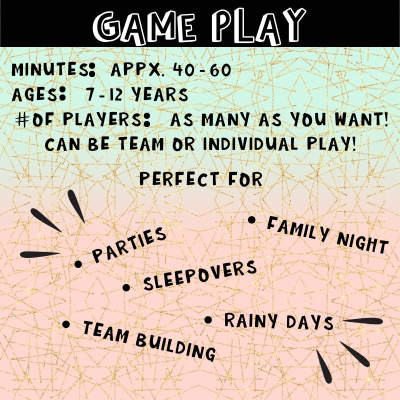 Kids Escape Room Printable Graduation Party Game Family Game Night Fun ...