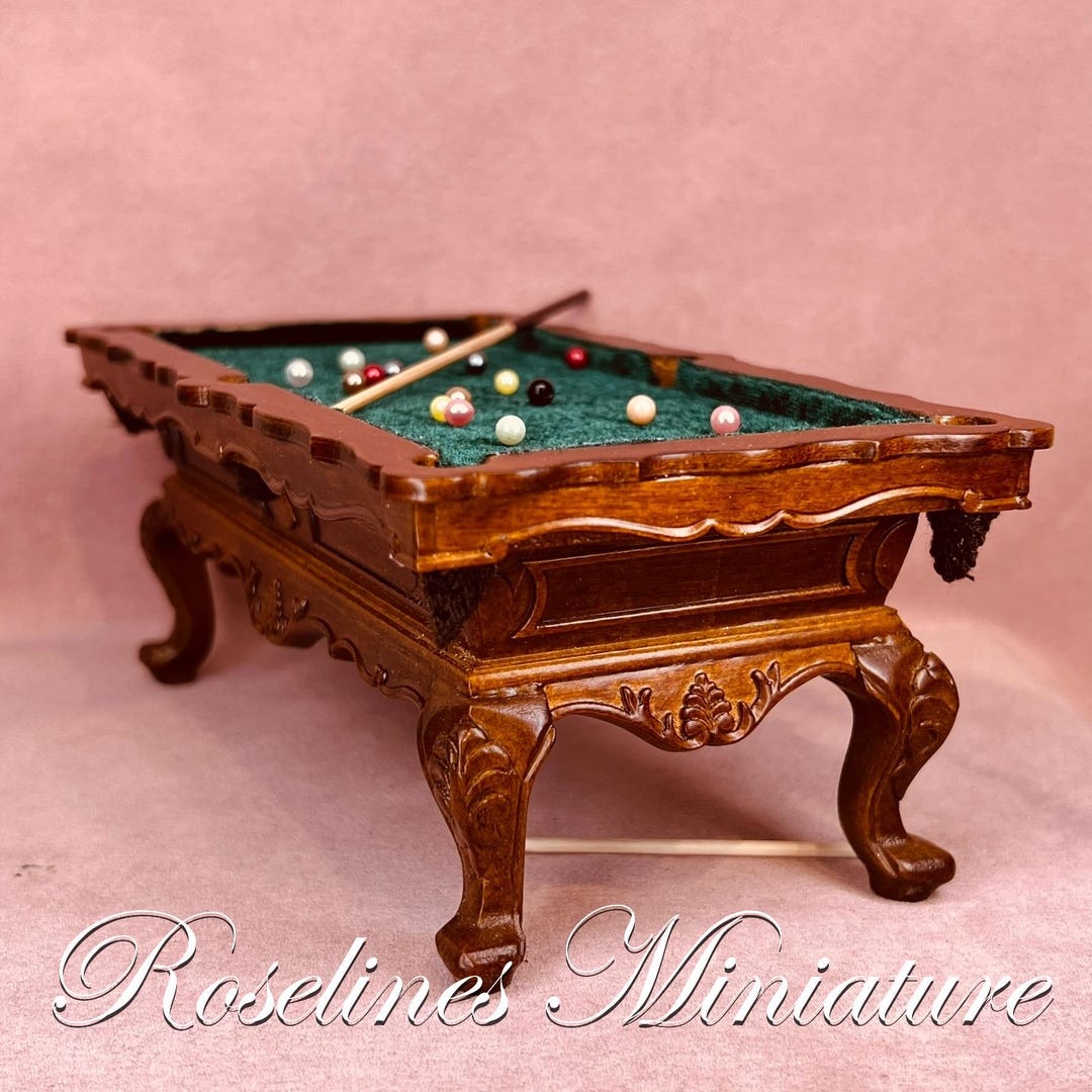 Miniature Billiard Table / Pool Table. Dollhouse Miniature Furniture ...