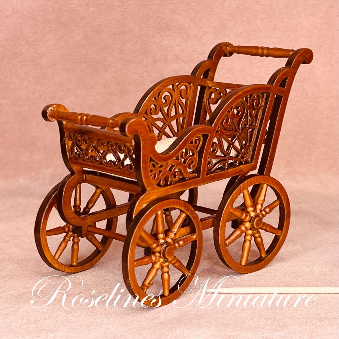 Dollhouse Pram in Walnut. Dollhouse Miniature Furniture Scale 1:12 - Etsy