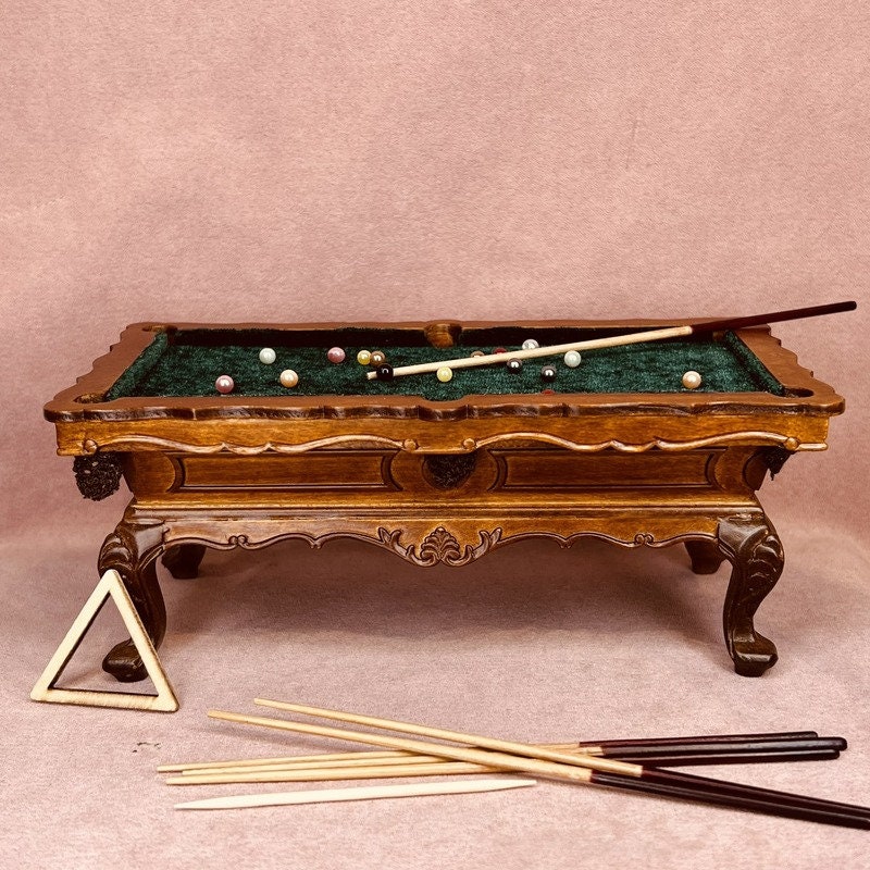 Miniature Billiard Table / Pool Table. Dollhouse Miniature Furniture ...