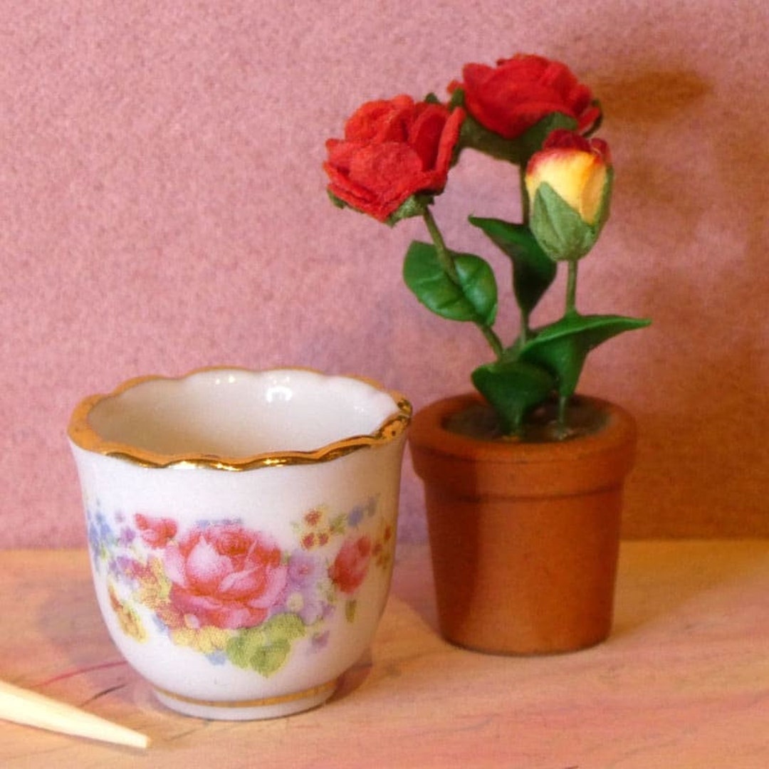 Rose Pot With Red Roses Miniature 1:12 - Etsy