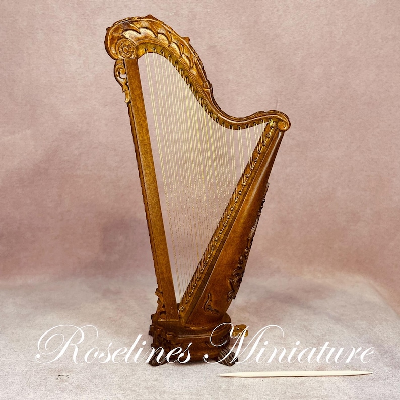 Miniature Harp - Walnut. Dollhouse Miniature Furniture Scale 1:12 - Etsy