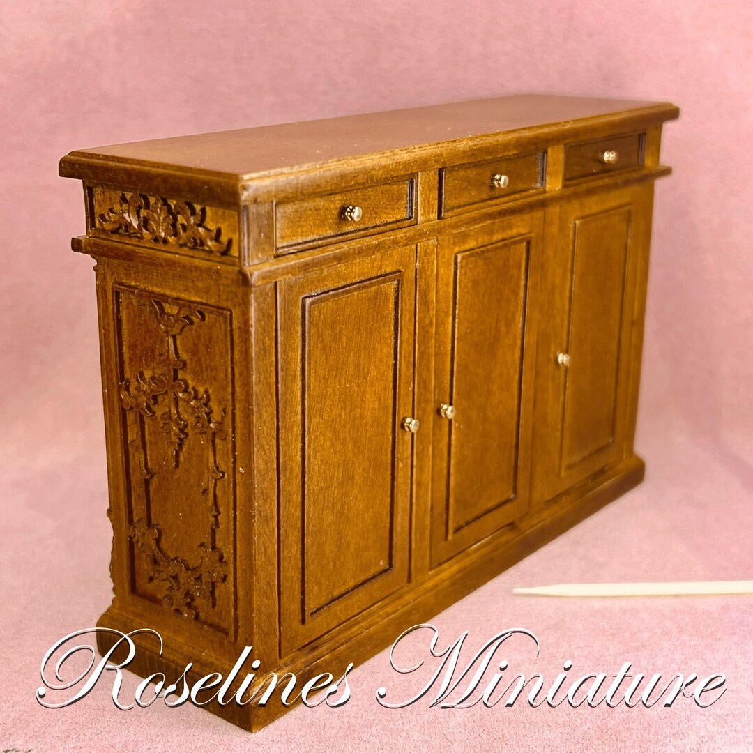 Miniature Bar Counter - Walnut. Dollhouse Miniature Furniture Scale 1: ...
