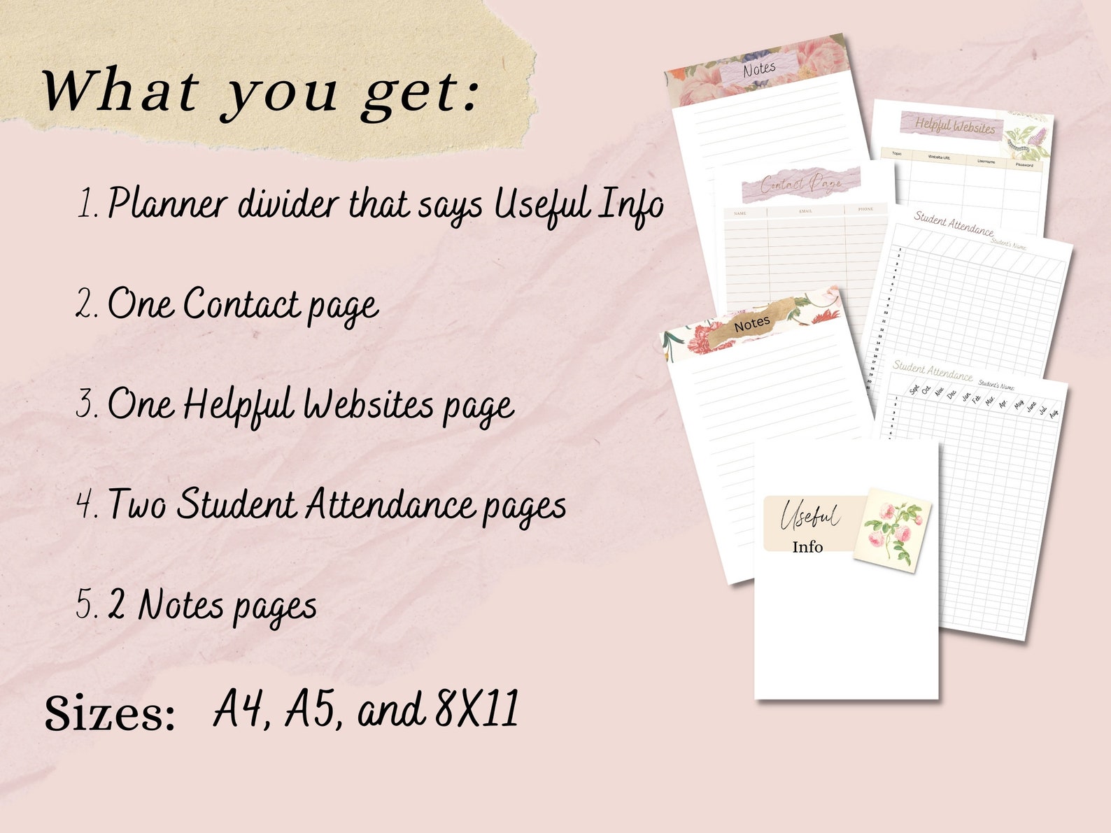 Printable Planner, Printable Attendance Record, Printable Notes Paper ...