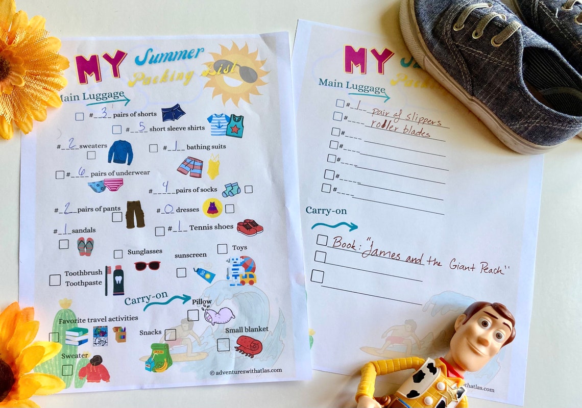 Printable Children's Packing List, Children's Summer Packing List ...