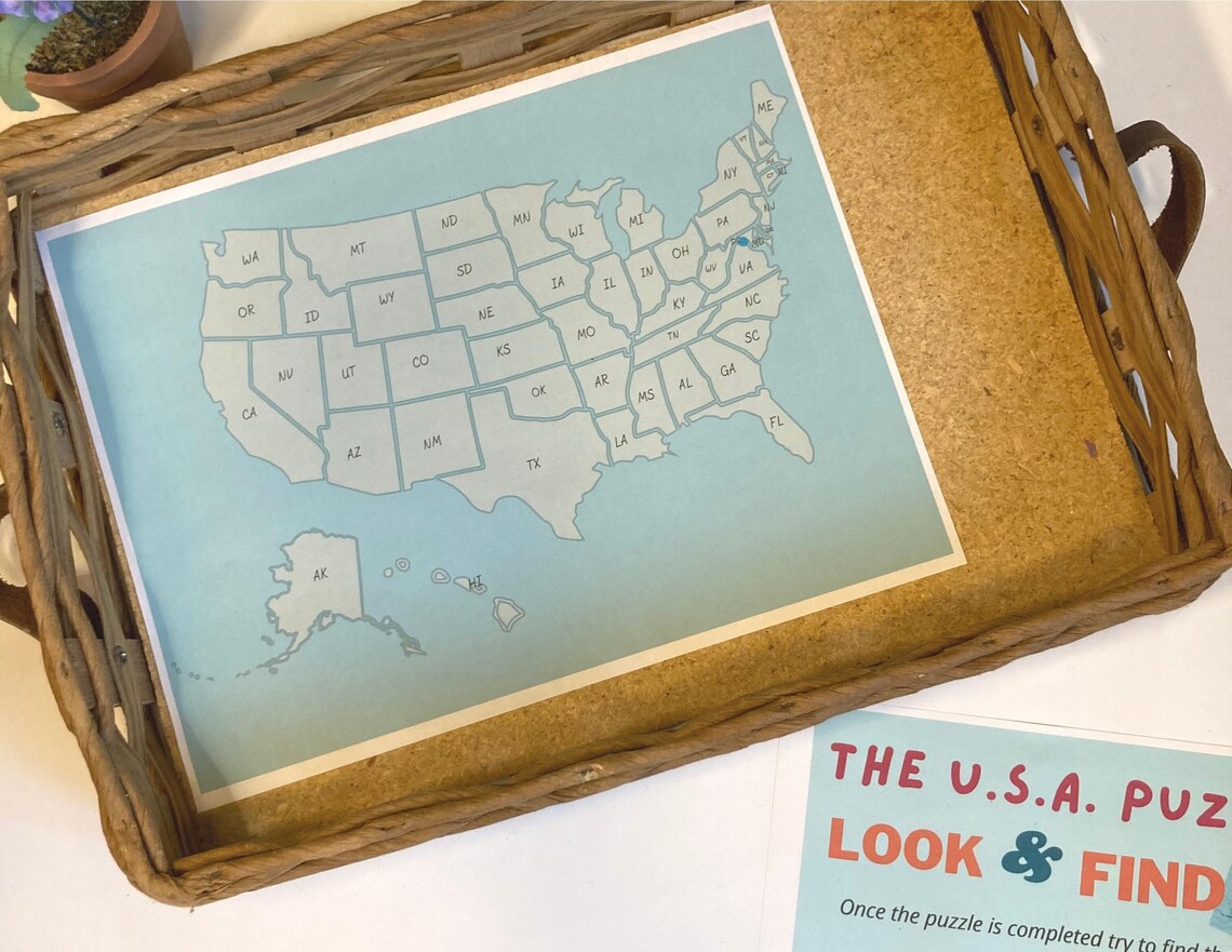 Printable United States Puzzle, Digital Download, United States Map ...
