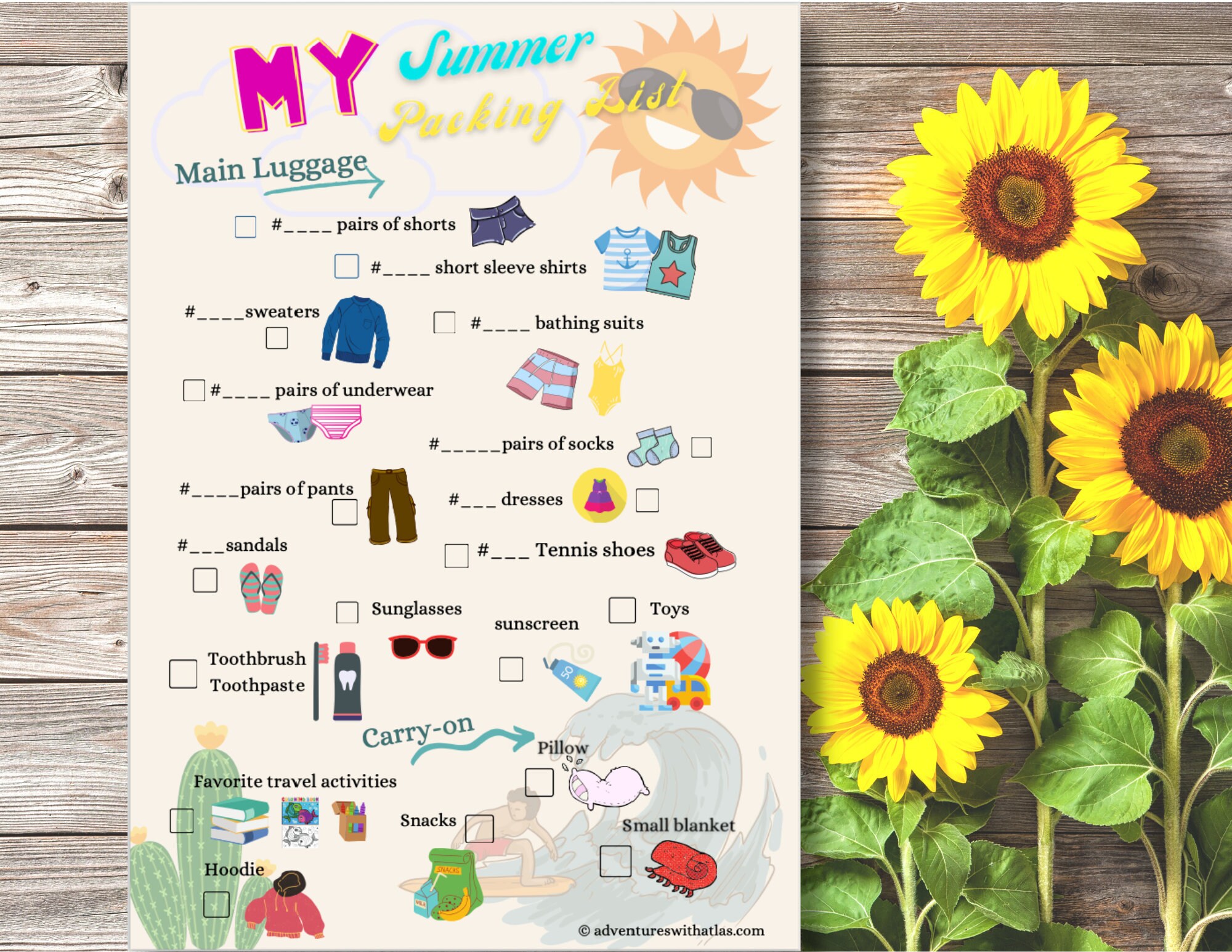 Printable Children's Packing List, Children's Summer Packing List ...