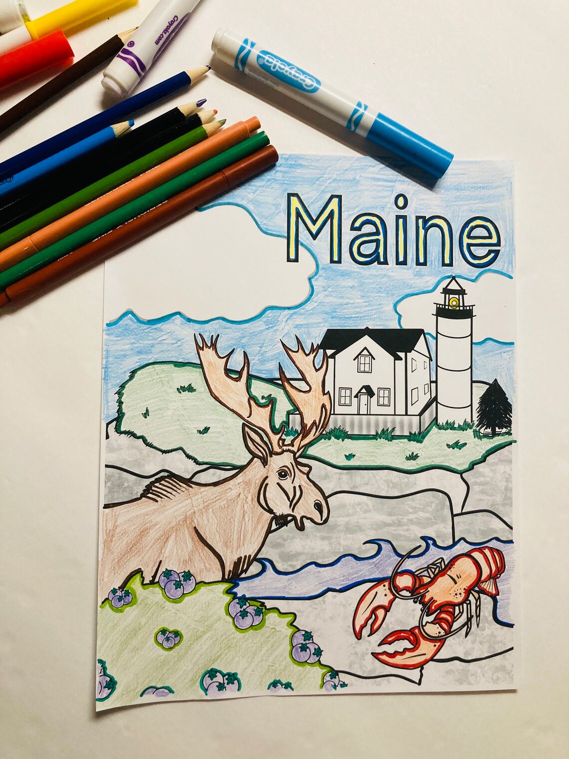 Maine Coloring Page, U.S. Coloring Page, Nubble Lighthouse, Travel ...