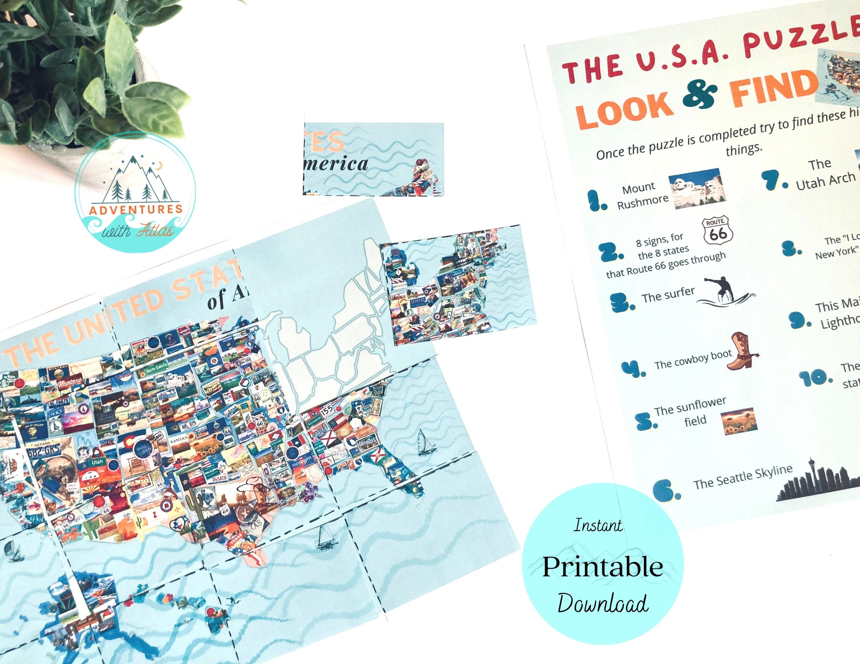 Printable United States Puzzle, Digital Download, United States Map ...