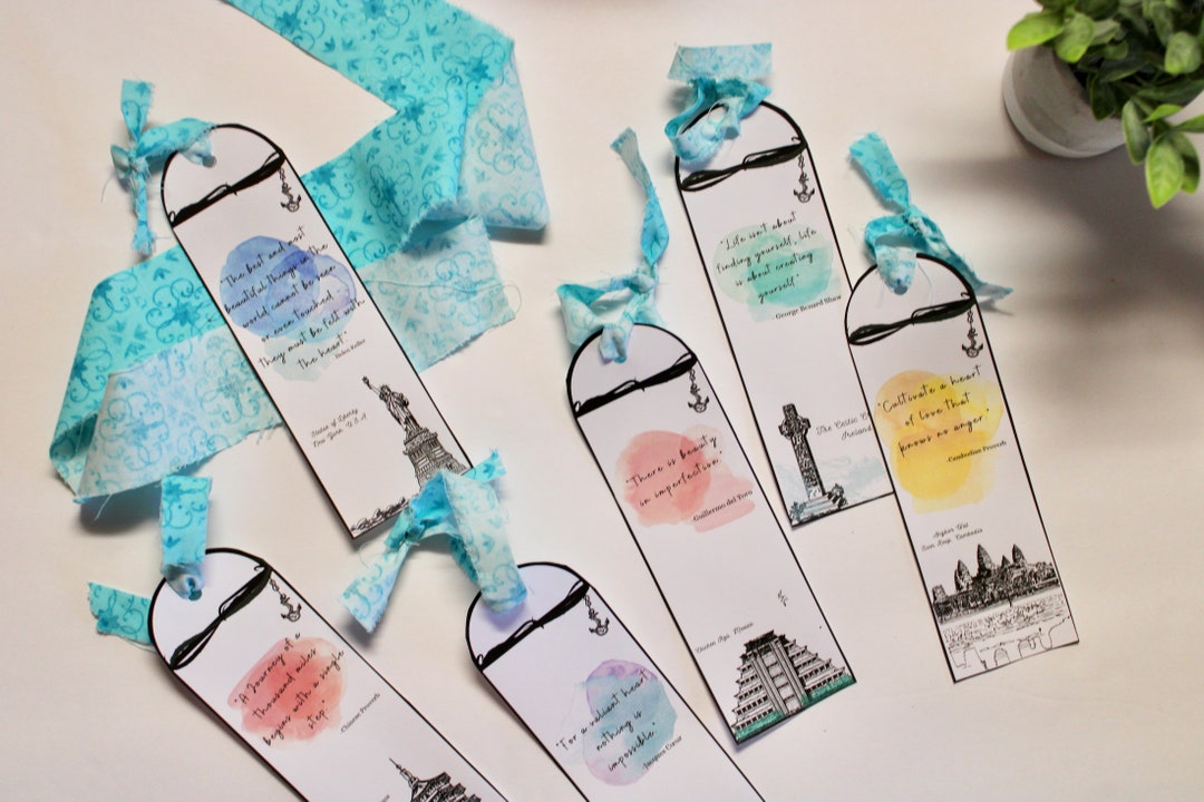 Printable Travel Inspired Bookmarks Book Accessories for World Travel ...