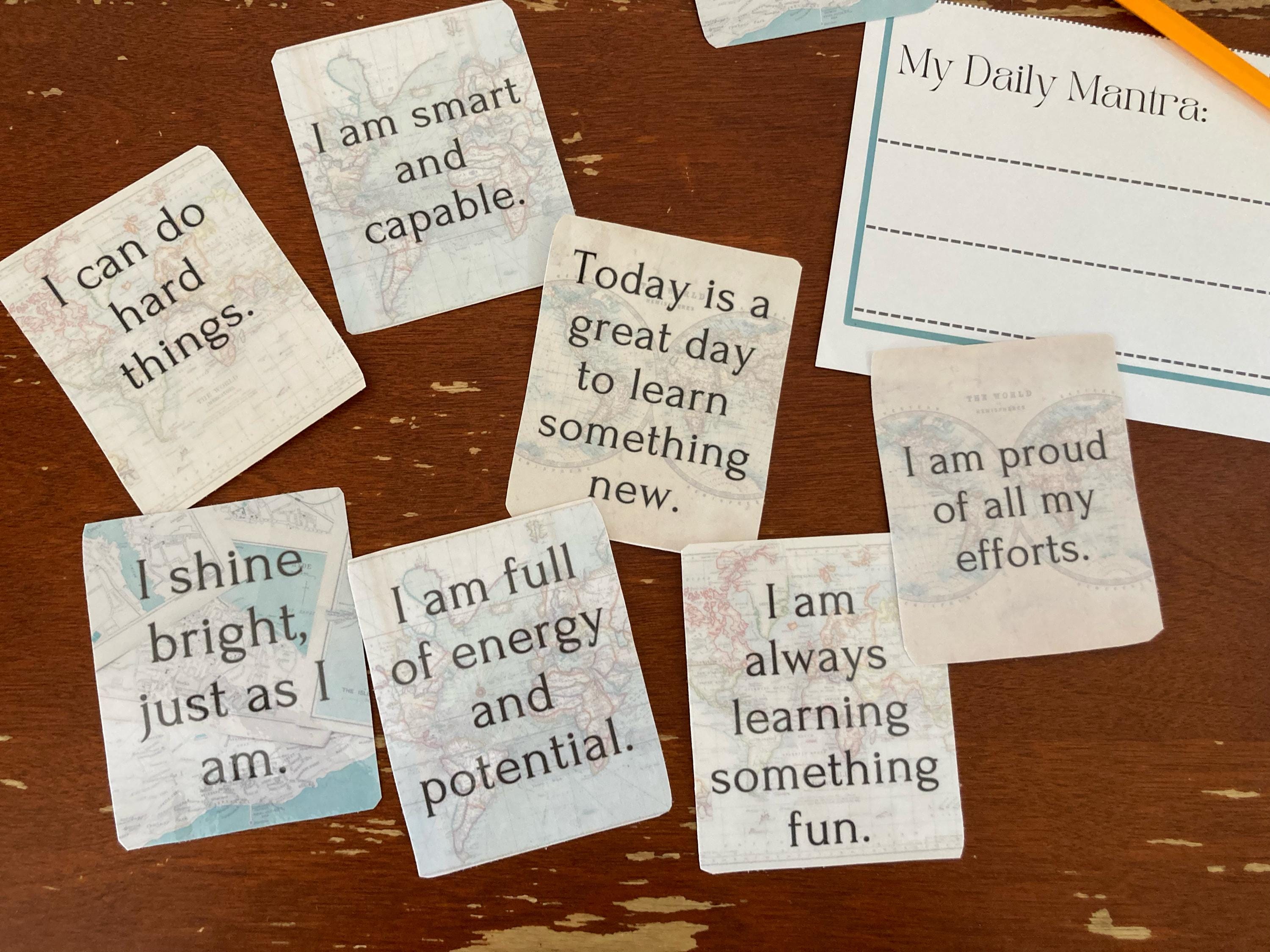 Mantra Flashcards for Children, Emotional Intelligence, Positive ...