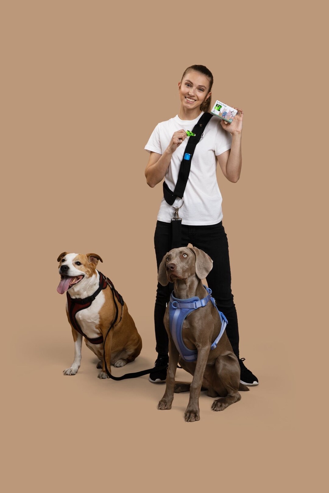Hands-free Crossbody Leash Bundle (includes Two Clip-on Leashes and a ...