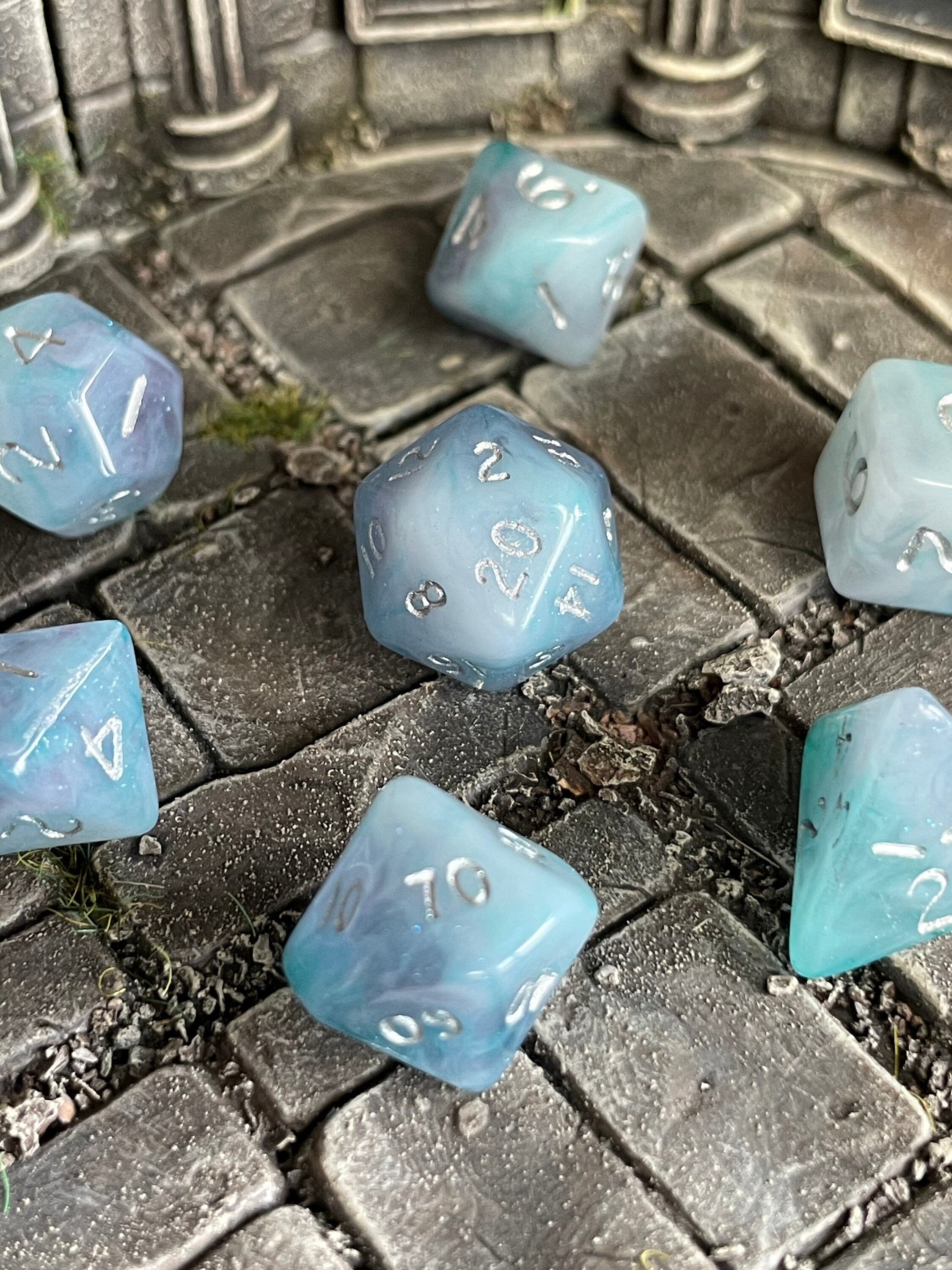 Mini Dnd Cube hecho a mano set sky blue dados dugeons y | Etsy