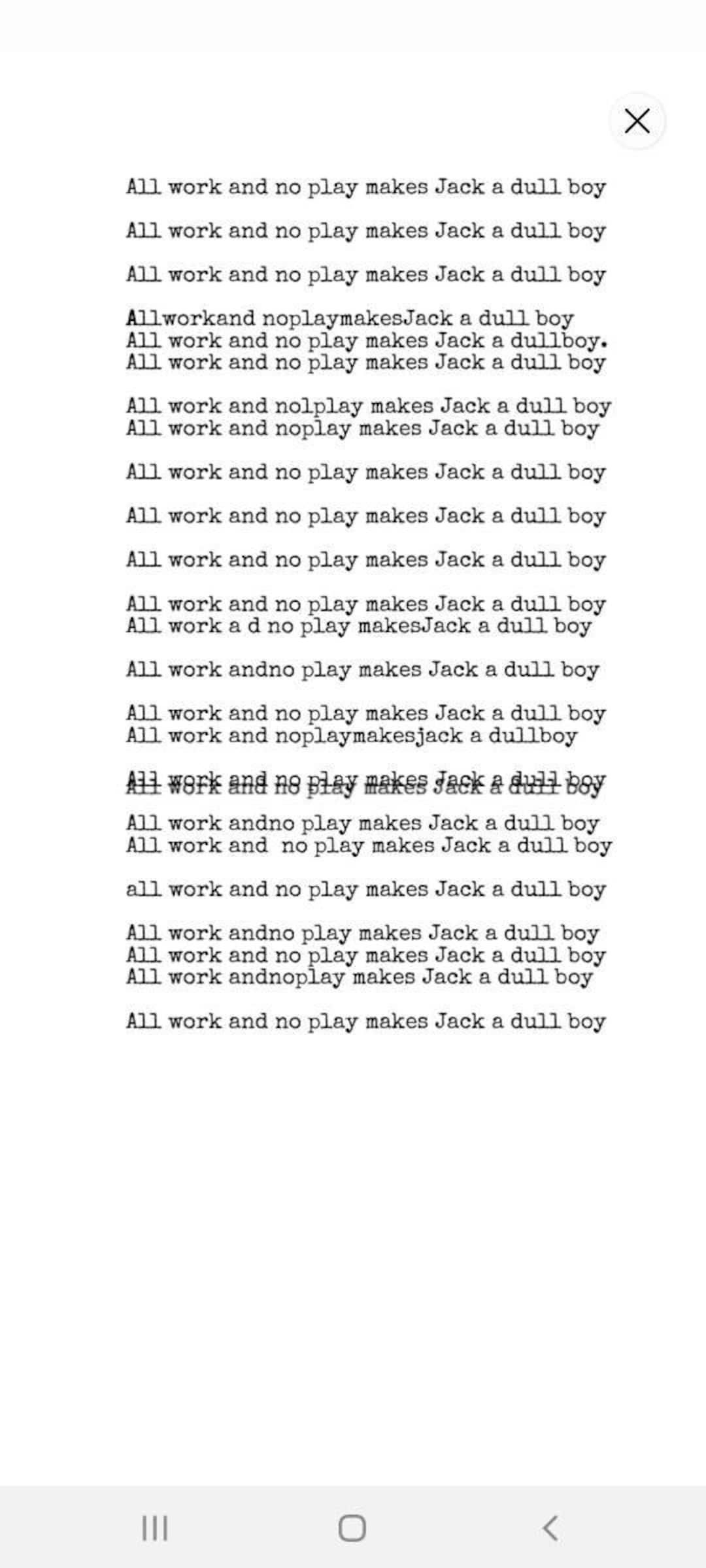 The Shining, All Work and No Play Make Jack a Dull Boy, Screen Accurate ...