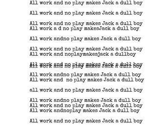 The Shining Movie Prop All Work and No Play Make Jack a Dull - Etsy