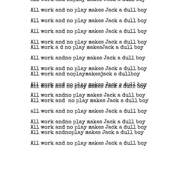 All Work and No Play - Etsy