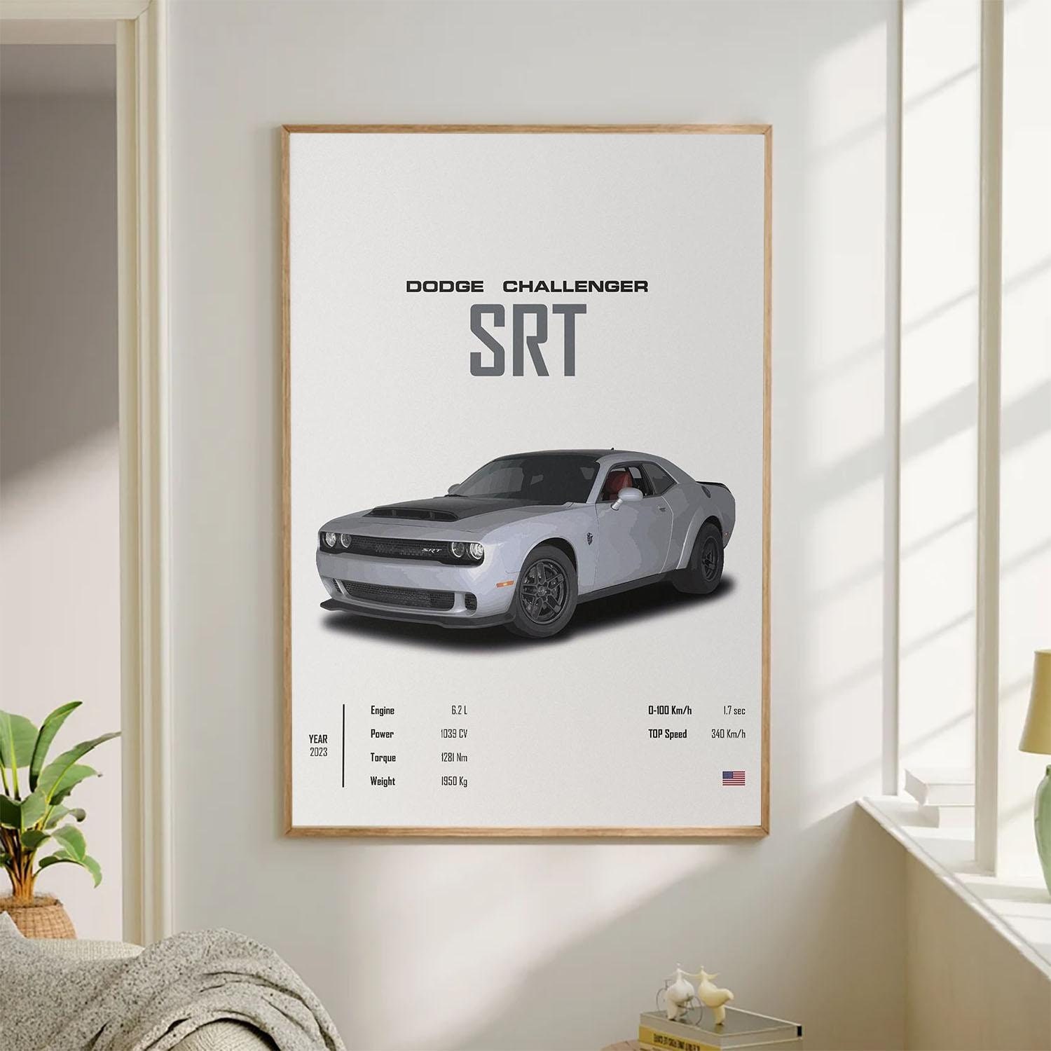 Dodge Challenger SRT Poster for Kids Boys Room Super Car Print Wall Art ...