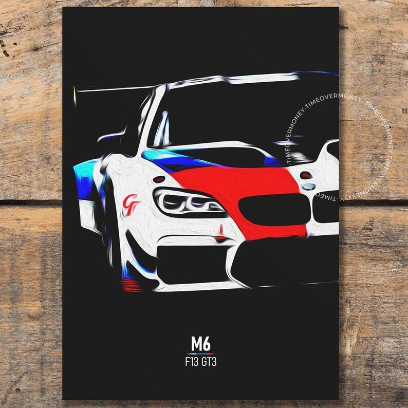 BMW M6 F13 GT3 Race Car Poster, Wall Art, Wall Art Poster for Bedroom ...