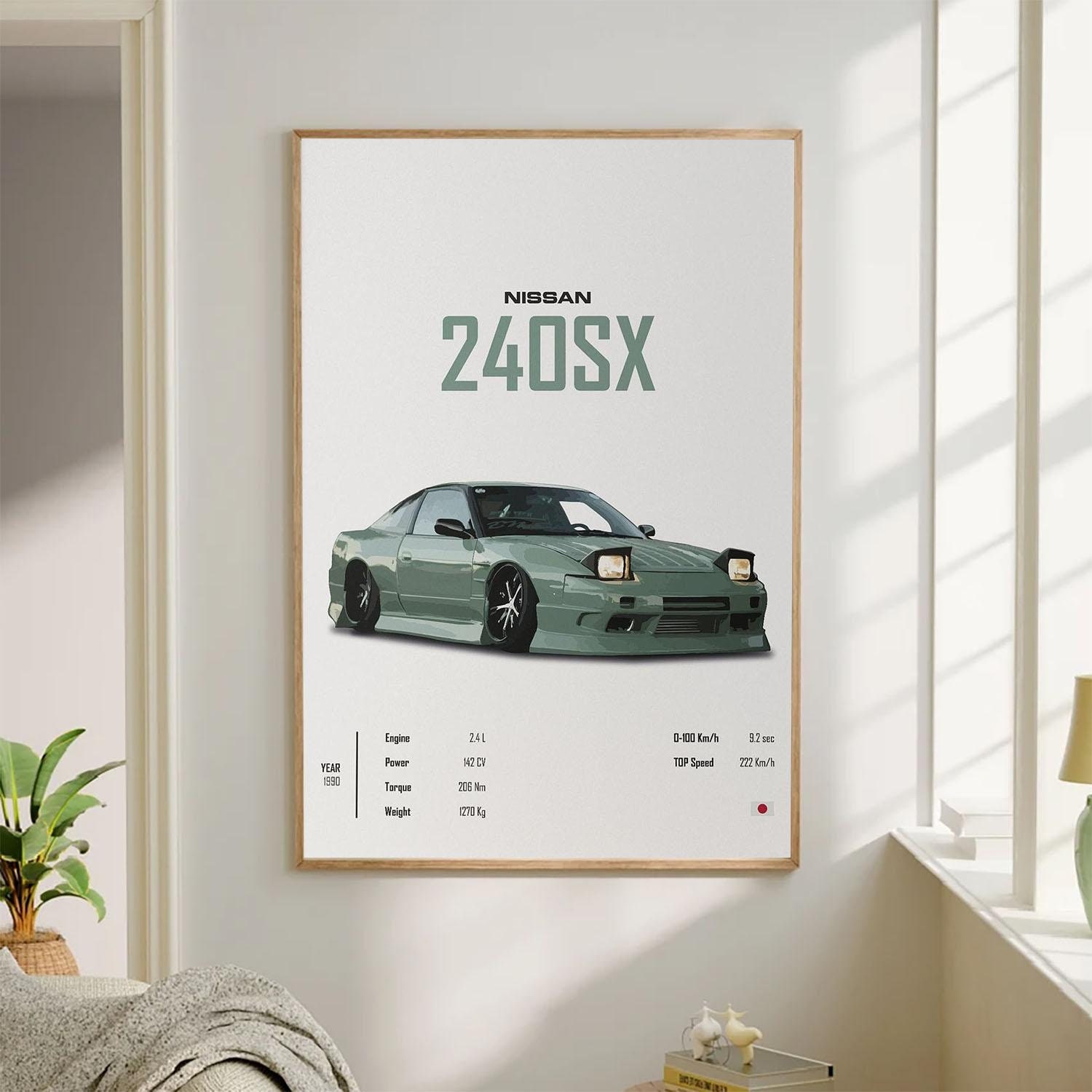 1990 Nissan 240SX Poster for Kids Boys Super Car Print Wall Art Car ...
