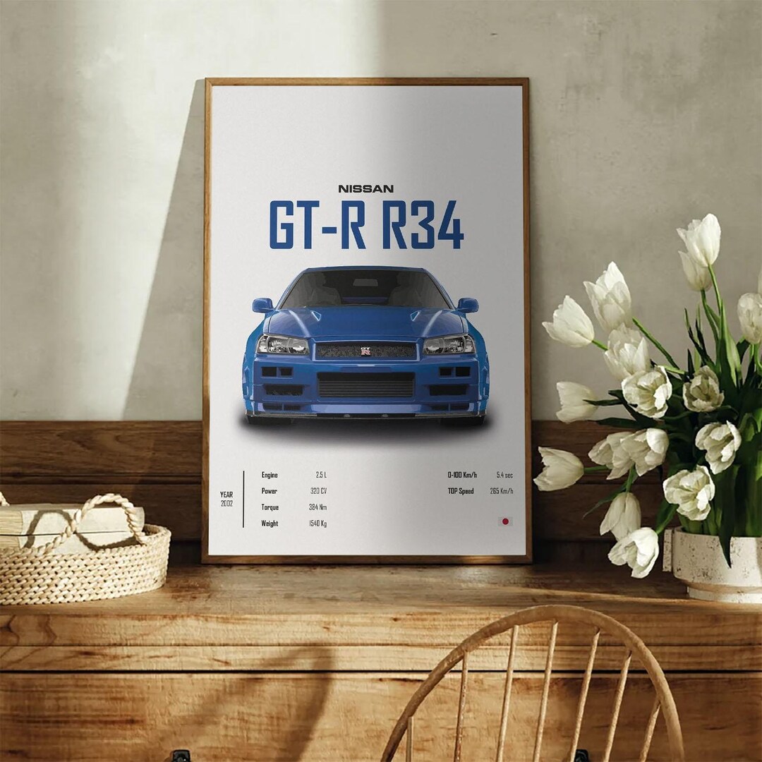 Nissan GT-R R34 Poster for Kids Boys Room Super Car Print Wall - Etsy