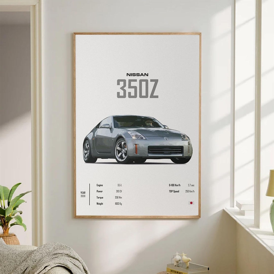 Nissan 350Z Wall Art for Kids Boys Room Super Car Print Wall Art Car ...