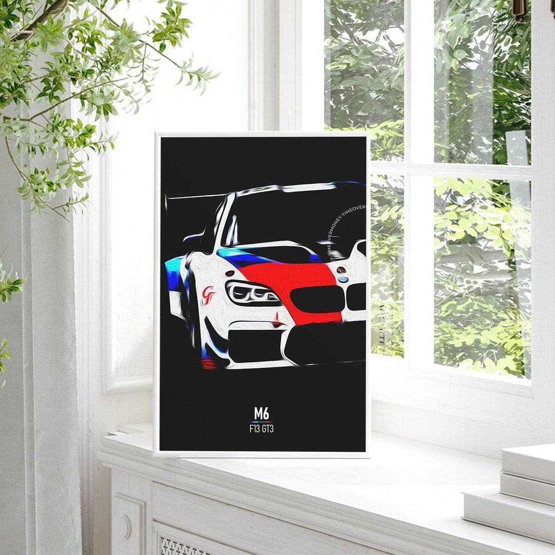 BMW M6 F13 GT3 Race Car Poster, Wall Art, Wall Art Poster for Bedroom ...